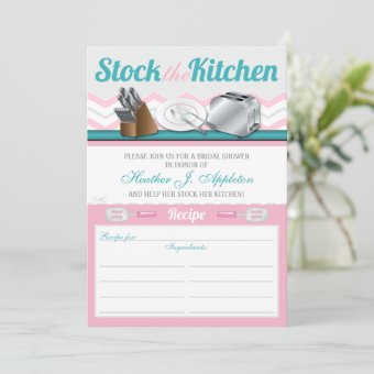 Recipe Stock the Kitchen Bridal Shower Invitations | Zazzle
