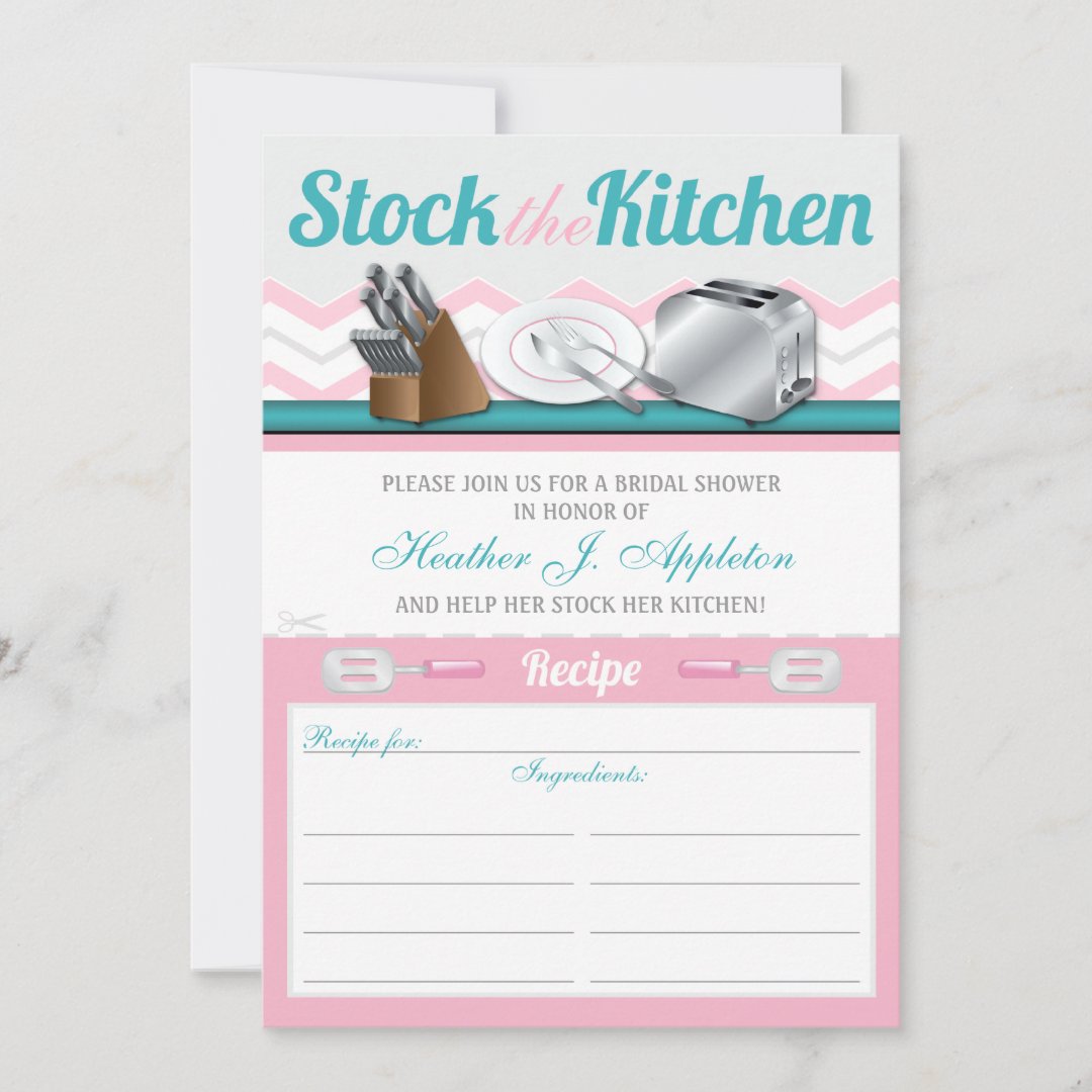 Recipe Stock The Kitchen Bridal Shower Invitations Zazzle