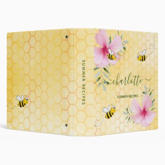 Recipe umble bees yellow honeycomb food 3 ring binder | Zazzle