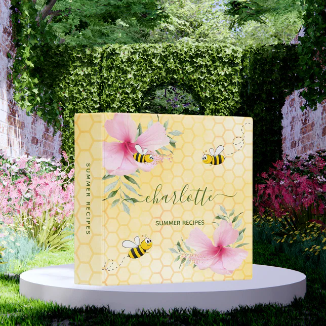 Recipe umble bees yellow honeycomb food 3 ring binder | Zazzle