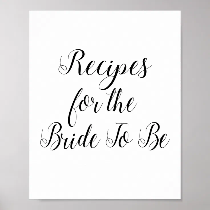 Recipes for the Bride To Be Sign Bridal Shower | Zazzle