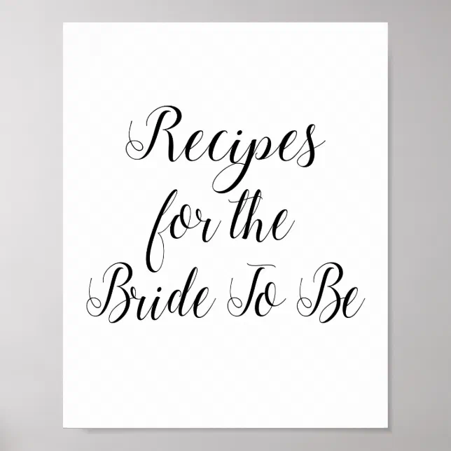 Recipes for the Bride To Be Sign Bridal Shower | Zazzle