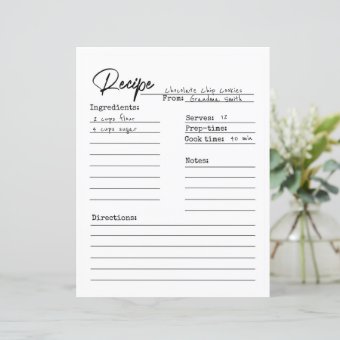 Recipes, Recipe card, Recipe insert, | Zazzle
