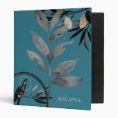 Recipes | Watercolor Leaves | Turquoise & Gray 3 Ring Binder | Zazzle