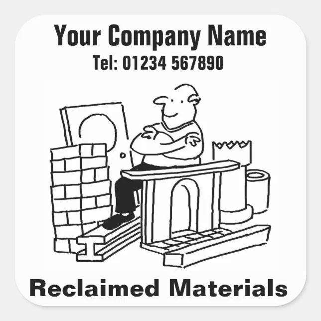 Reclaimed Materials Cartoon Square Sticker | Zazzle