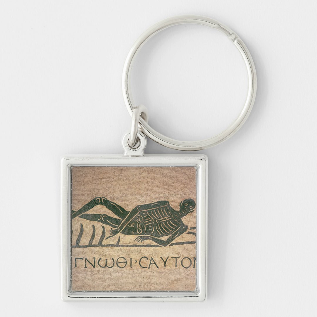 Reclining skeleton with the caption 'Know Keychain | Zazzle