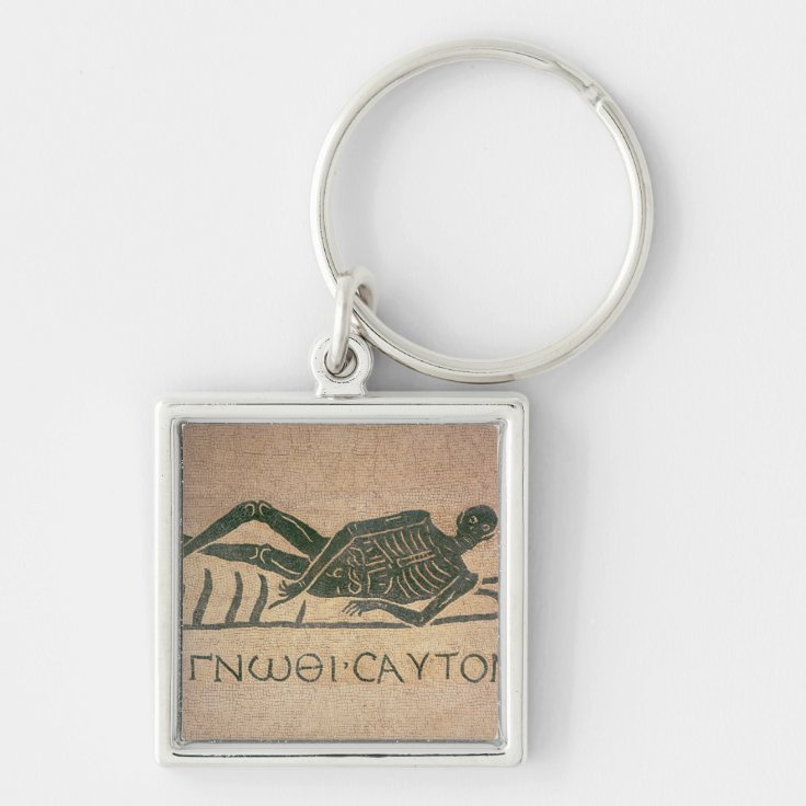 Reclining skeleton with the caption 'Know Keychain | Zazzle