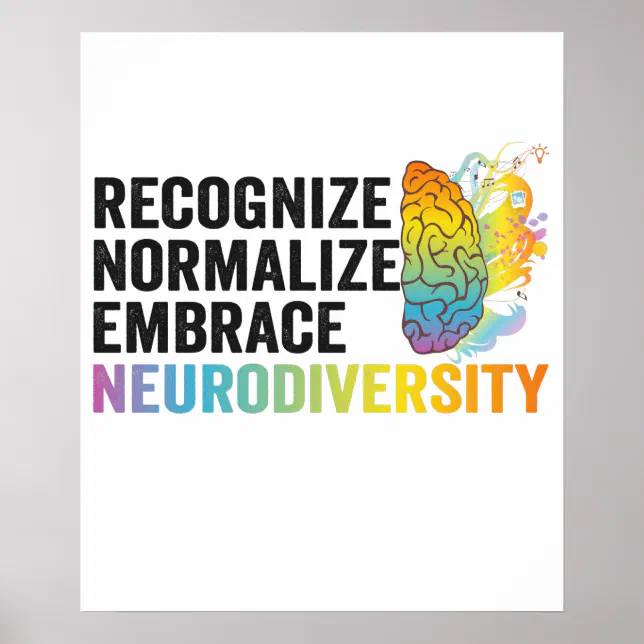 Recognize Normalize Embrace Neurodiversity ADHD Poster | Zazzle