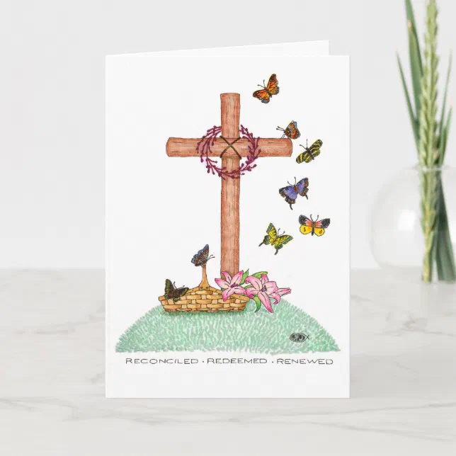 Reconciled, Redeemed, Renewed Easter Card | Zazzle