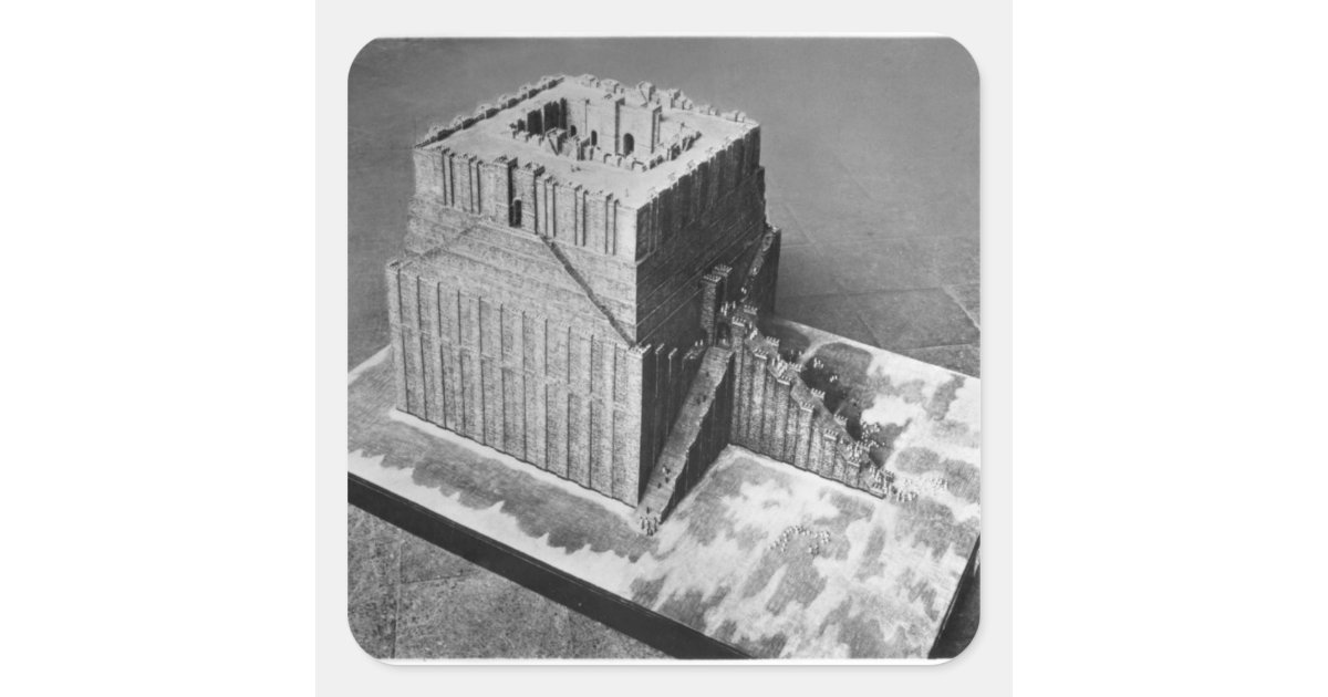 Reconstruction of the Tower of Babel Square Sticker | Zazzle