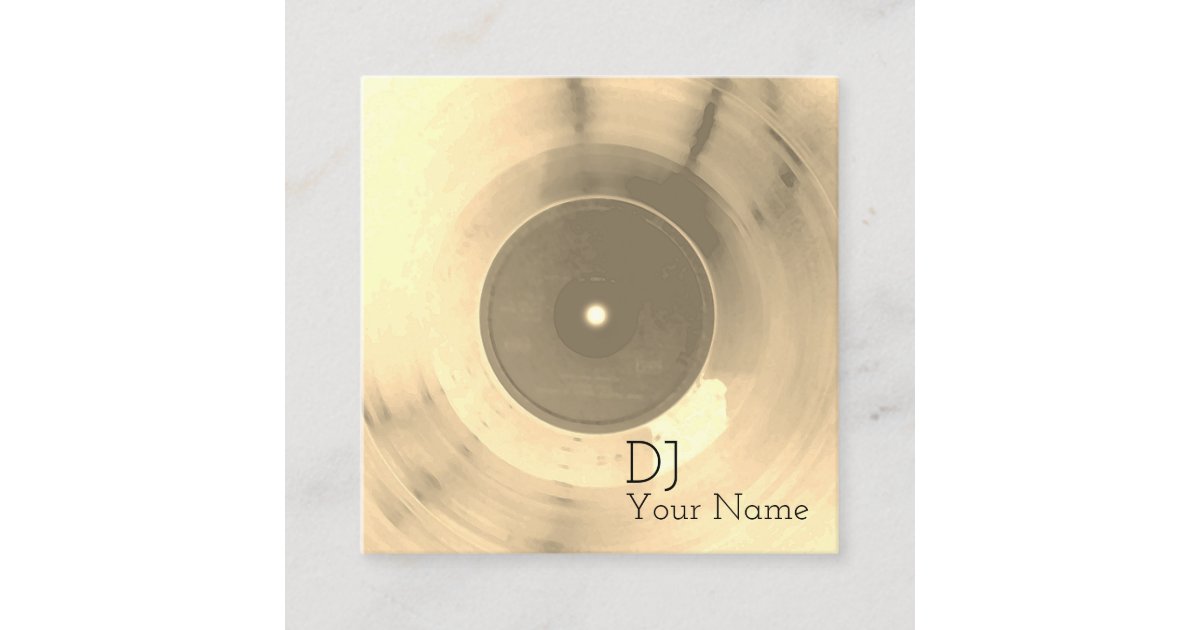 Record plate gold shine label look square business card | Zazzle