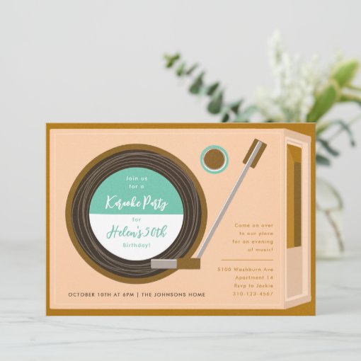 Record Player Music Birthday Party Invitation | Zazzle
