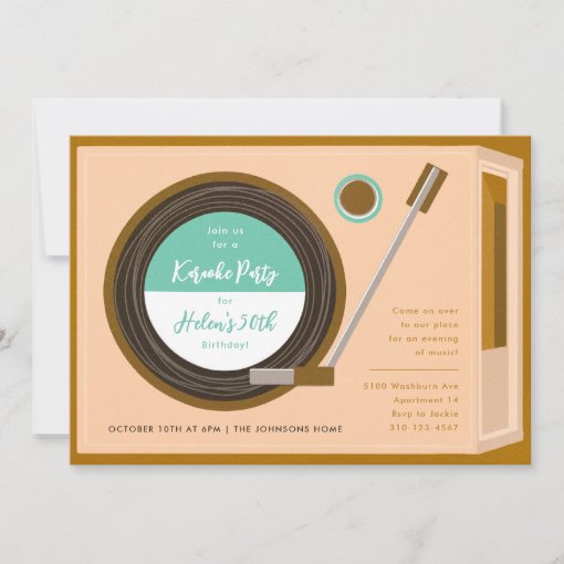 Record Player Music Birthday Party Invitation | Zazzle