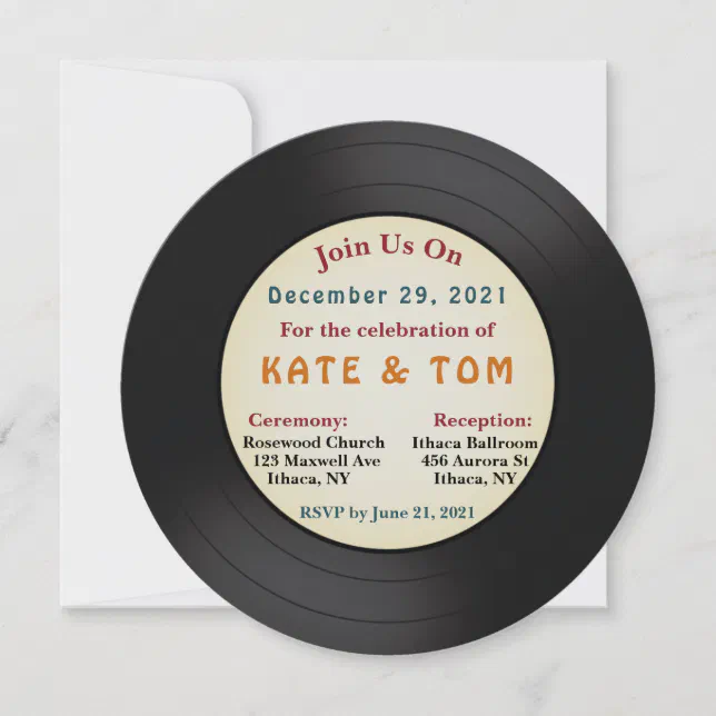 Record Wedding Invitation | Zazzle