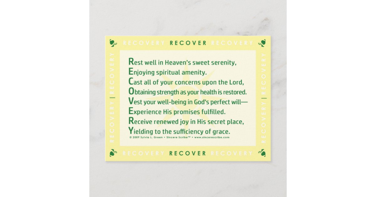 Recovery (Acrostic) Postcard | Zazzle