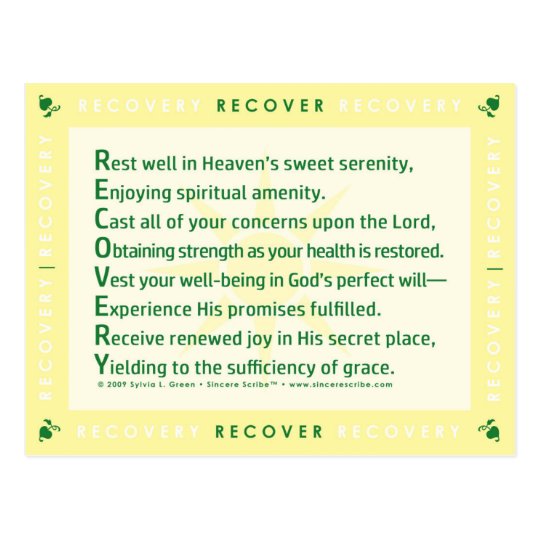 Recovery (Acrostic) Postcard | Zazzle.com