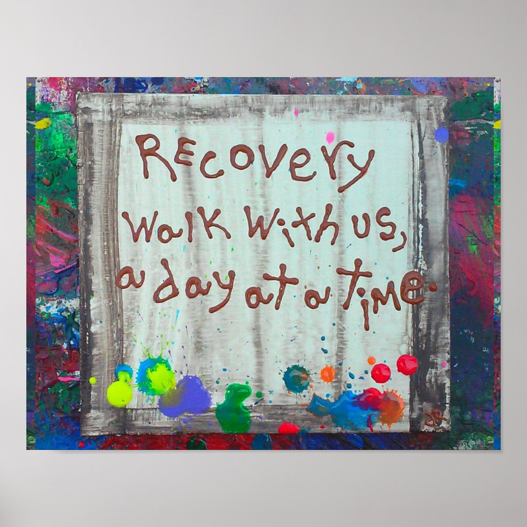 recovery walk with us a day at a time poster | Zazzle