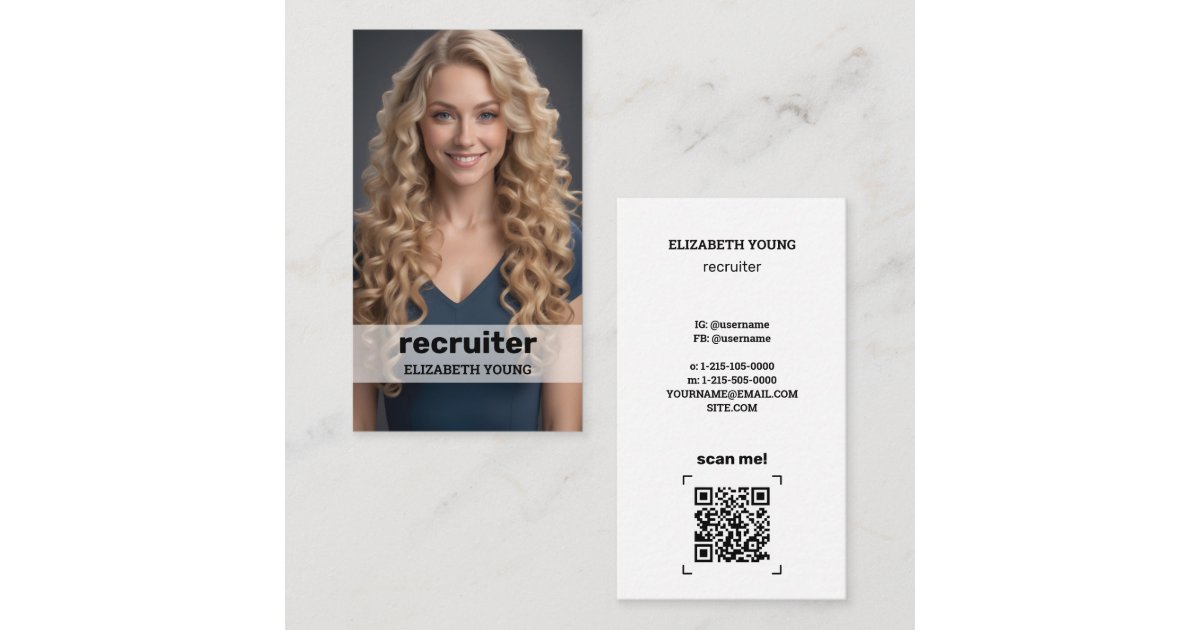 Recruitment Custom Photo and QR Business Card | Zazzle