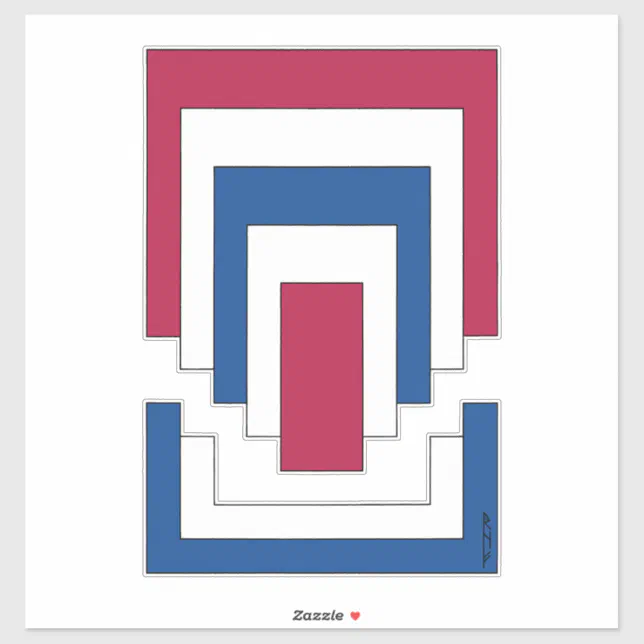 Rectangle Abstract in Red, White, and Blue Sticker | Zazzle