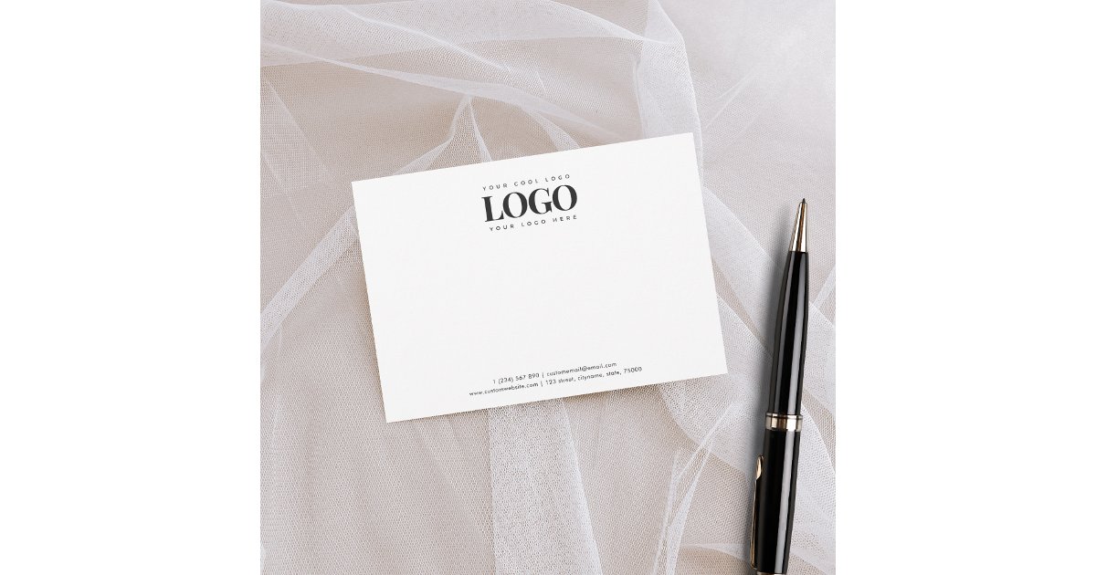 Rectangle Business Logo Company Custom White Note Card | Zazzle