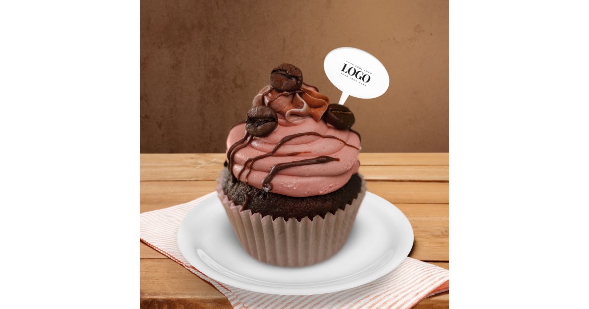 Rectangle Business Logo Company Event Minimalist Cake Topper | Zazzle