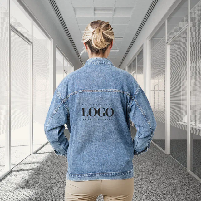 Rectangle Business Logo Company Event Minimalist Denim Jacket | Zazzle