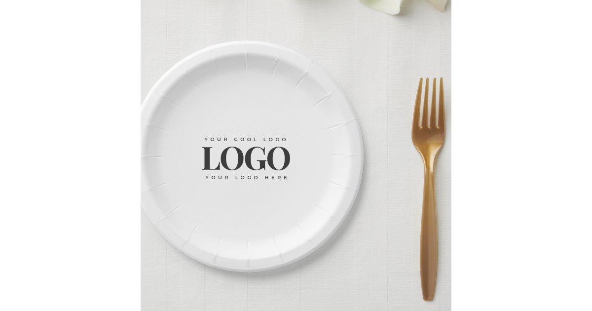 Rectangle Business Logo Company Event Minimalist Paper Plates | Zazzle