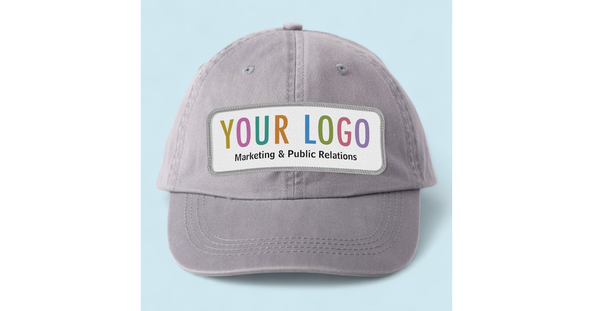 Rectangle Iron On Patch for Hat with Custom Logo | Zazzle
