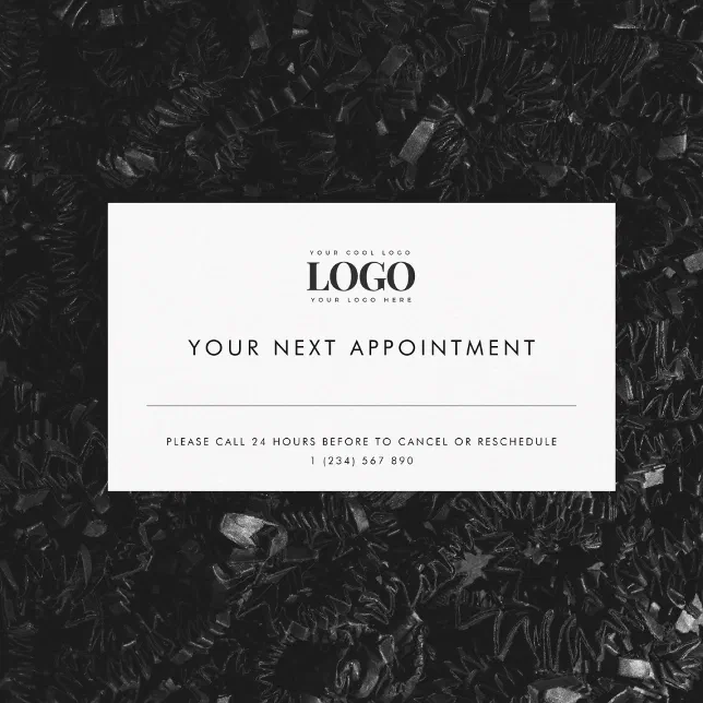 Rectangle Logo Plain Business Appointment Card | Zazzle