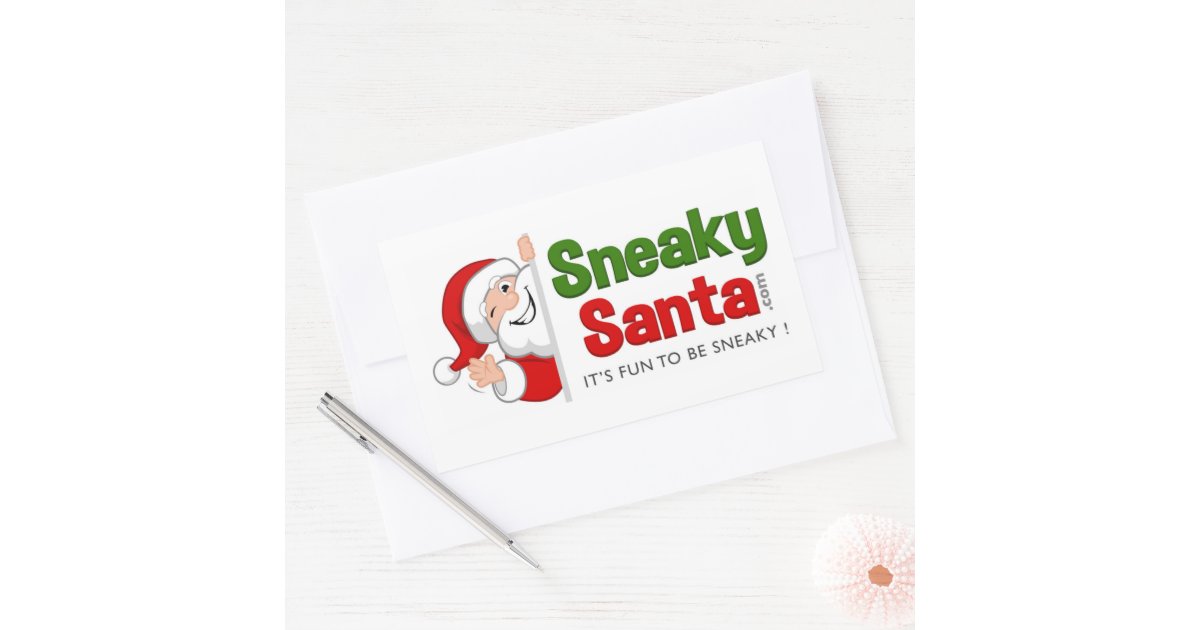 Rectangle Sneaky Santa Stickers | Zazzle