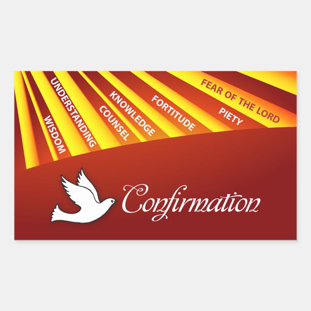Rectangle Sticker, Confirmation, Dove on Red Rectangular Sticker | Zazzle
