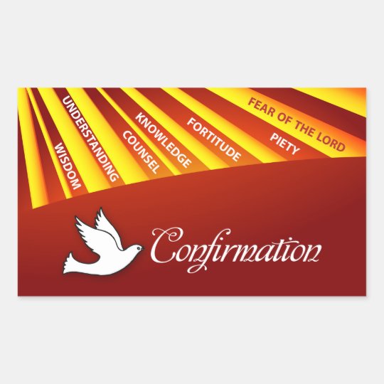 Rectangle Sticker, Confirmation, Dove on Red Rectangular Sticker ...