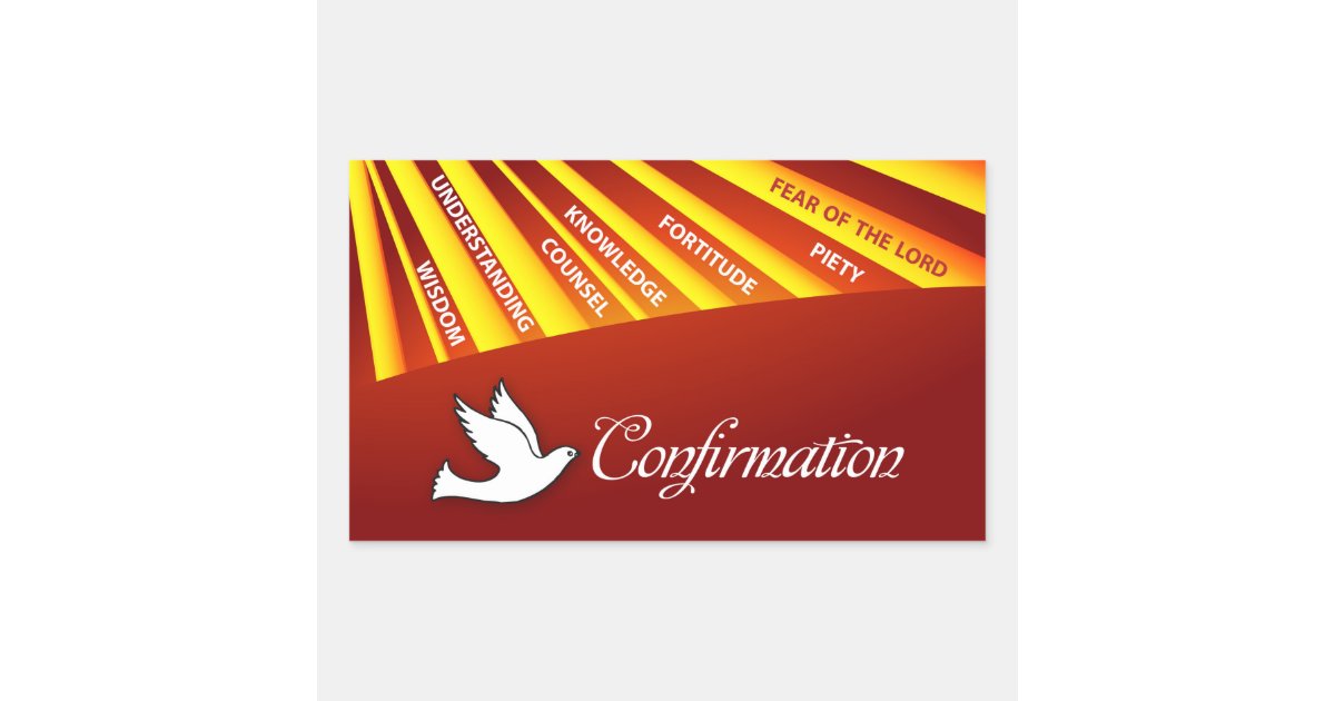 Rectangle Sticker, Confirmation, Dove on Red Rectangular Sticker | Zazzle