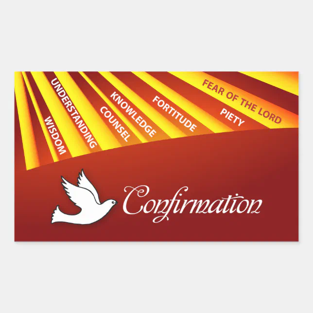 Rectangle Sticker, Confirmation, Dove on Red Rectangular Sticker | Zazzle
