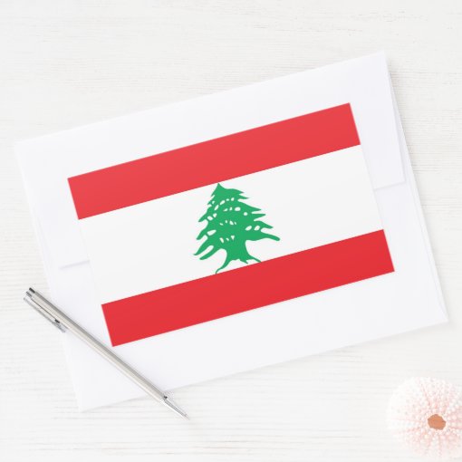 Rectangle sticker with Flag of Lebanon | Zazzle