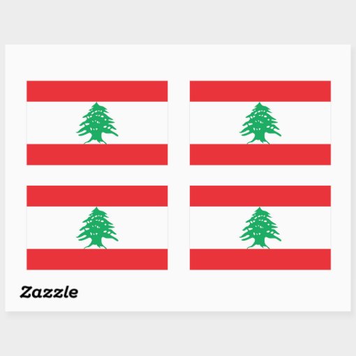 Rectangle sticker with Flag of Lebanon | Zazzle