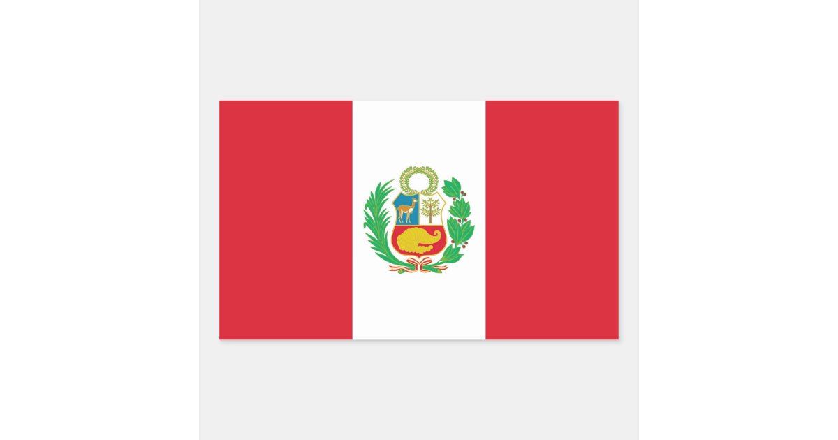 Rectangle sticker with Flag of Peru | Zazzle