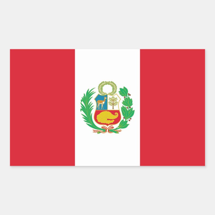 Rectangle sticker with Flag of Peru | Zazzle