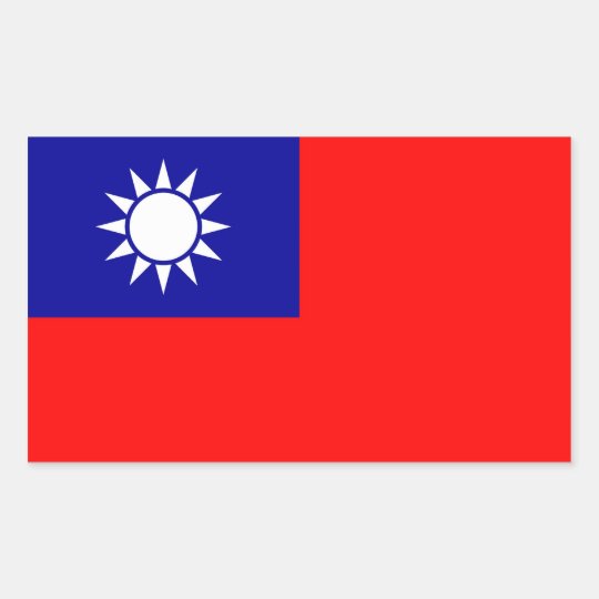 Rectangle sticker with Flag of Taiwan | Zazzle.com