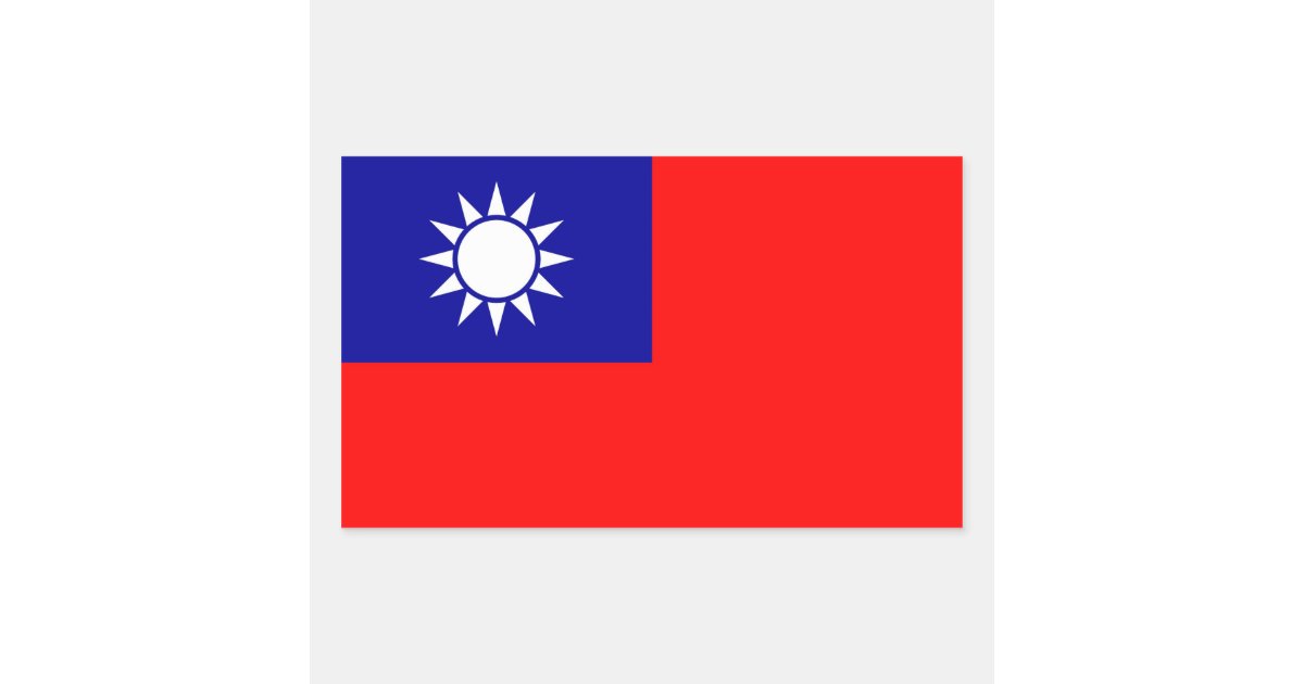 Rectangle sticker with Flag of Taiwan | Zazzle
