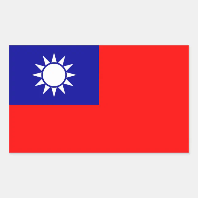 Rectangle sticker with Flag of Taiwan | Zazzle