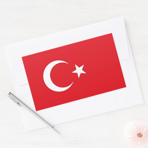 Rectangle sticker with Flag of Turkey | Zazzle