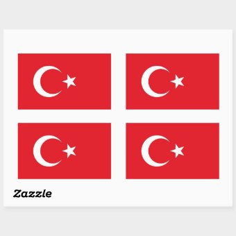 Rectangle sticker with Flag of Turkey | Zazzle