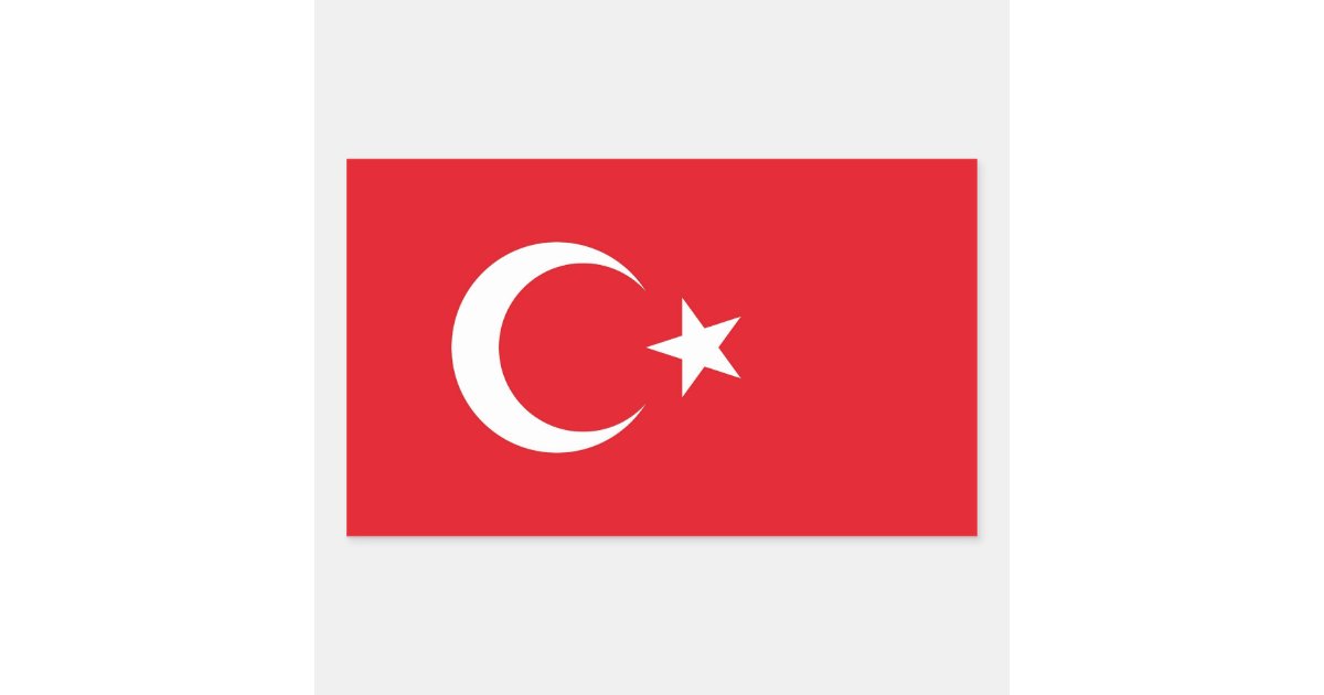Rectangle sticker with Flag of Turkey | Zazzle