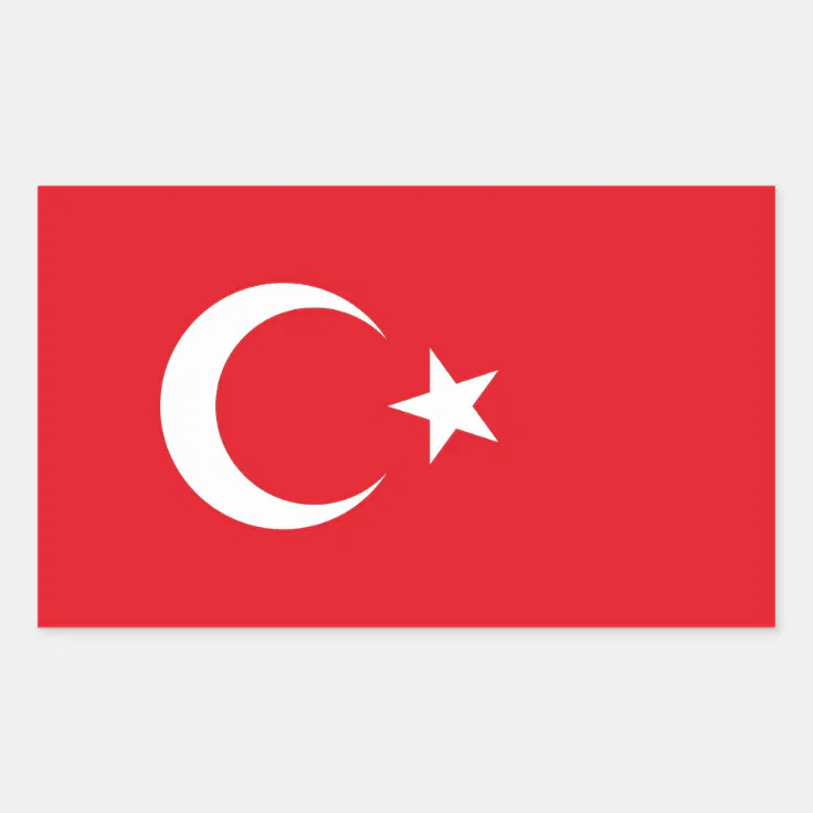Rectangle sticker with Flag of Turkey | Zazzle