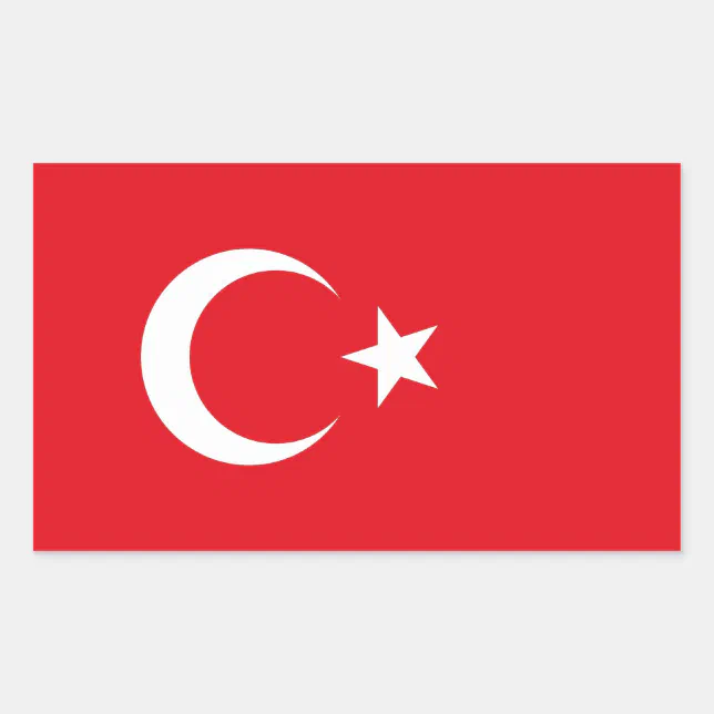 Rectangle sticker with Flag of Turkey | Zazzle