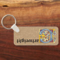 Rectangular Blue and Red Ivy Illuminated Letter C Keychain | Zazzle