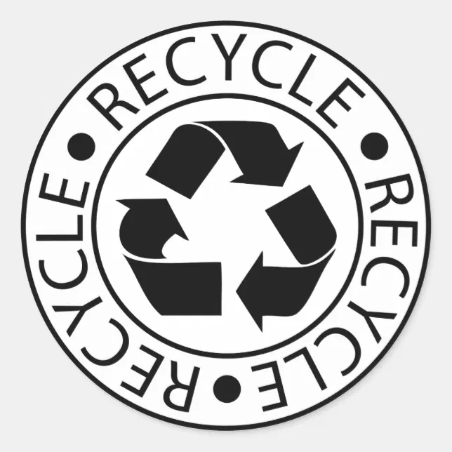 Recycle Black Logo Classic Round Sticker | Zazzle
