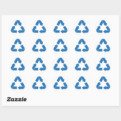 Recycle Blue Arrows Classic Round Sticker | Zazzle