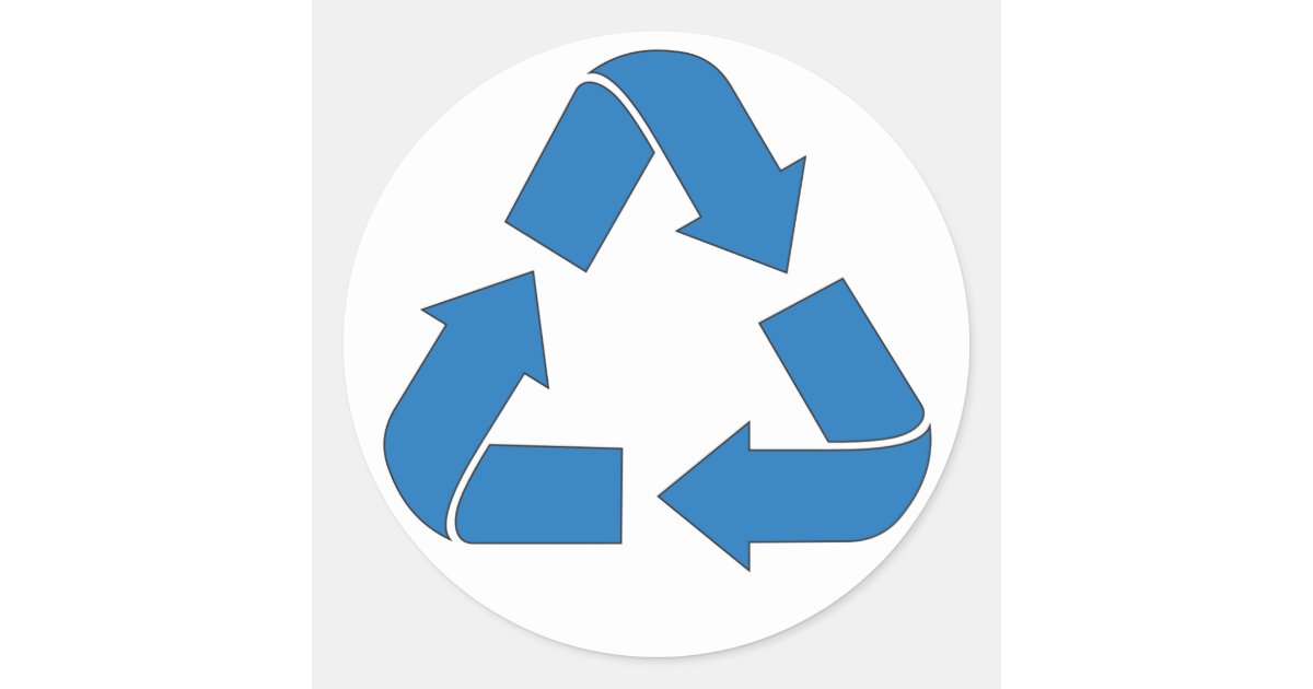 Recycle Blue Arrows Classic Round Sticker | Zazzle